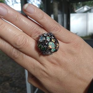 Jewelry | Incredible Genuine Opal Onix Art Ring | Poshmark